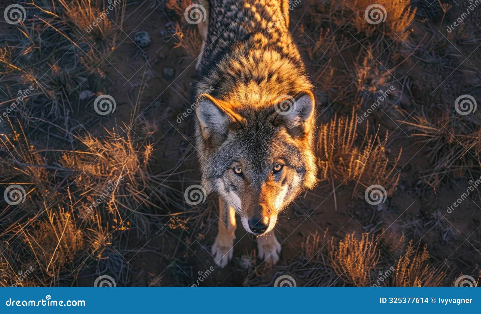 Top View of a Wolf Stalking Prey in the Forest Stock Photo - Image of ...