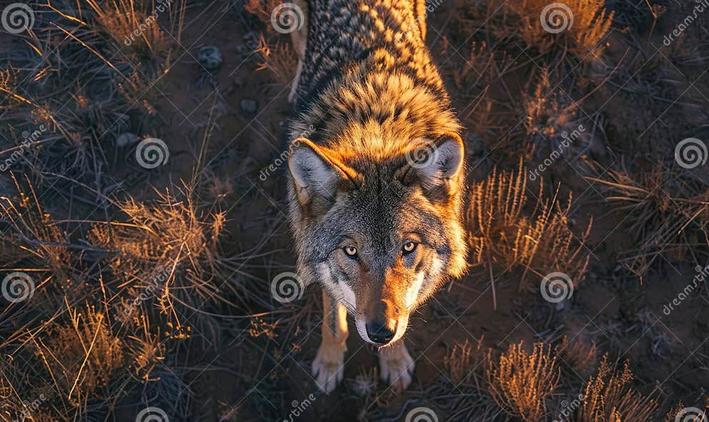 Top View of a Wolf Stalking Prey in the Forest Stock Photo - Image of ...