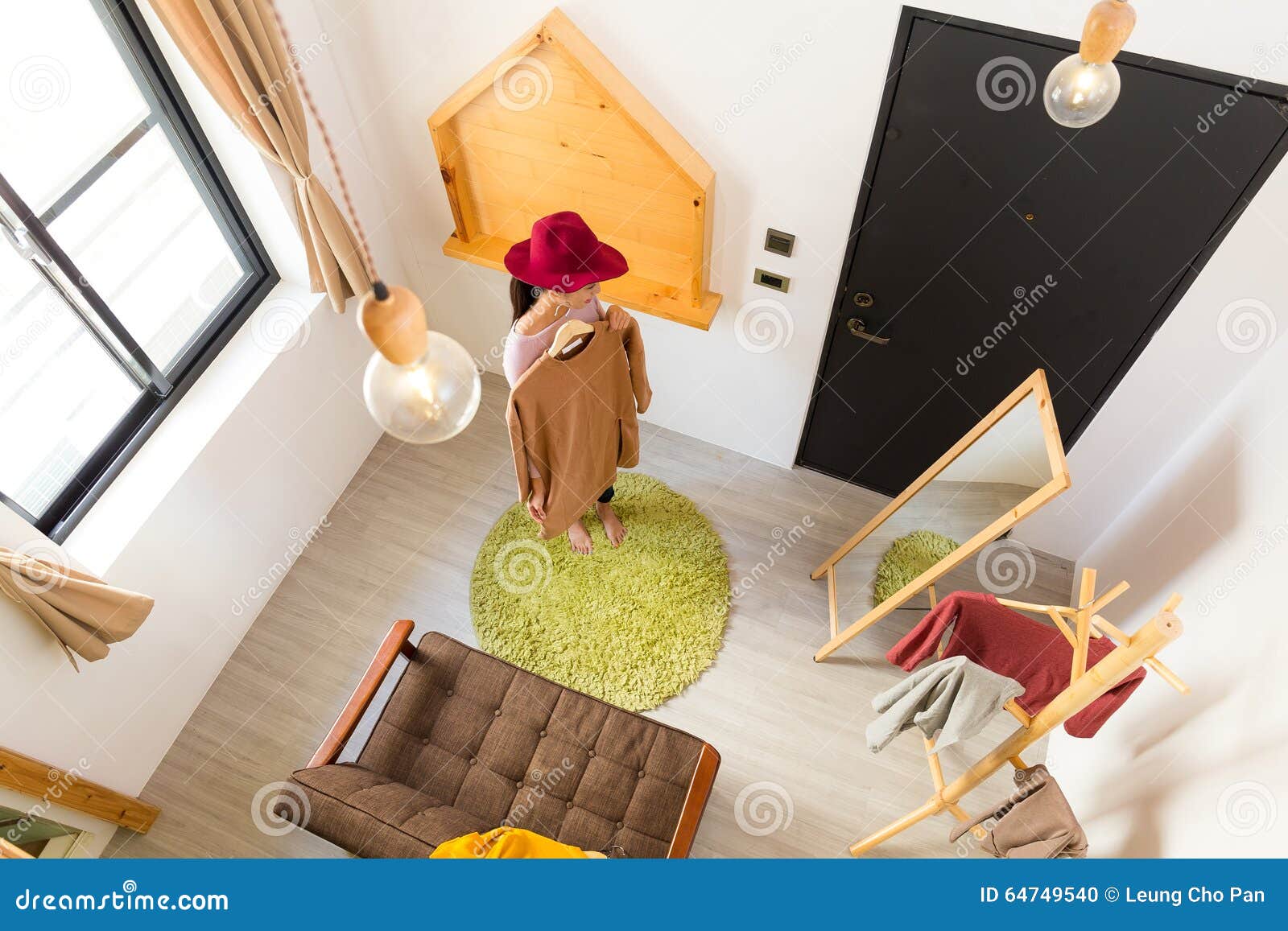 Top View of Woman Choosing the Clothes Stock Photo - Image of dress ...