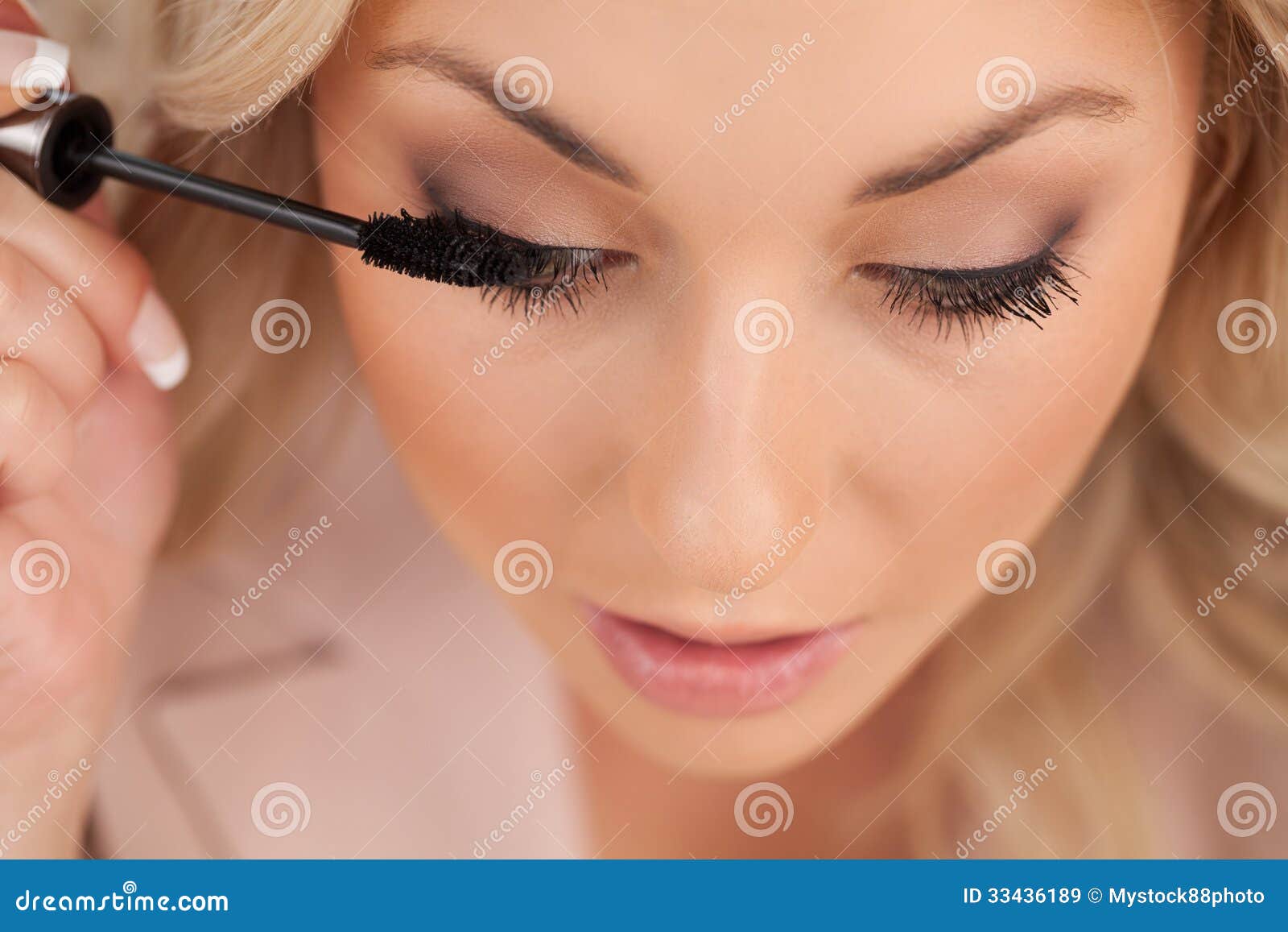 Top View of Woman Doing Make-up Stock Image - Image of blond, beauty ...