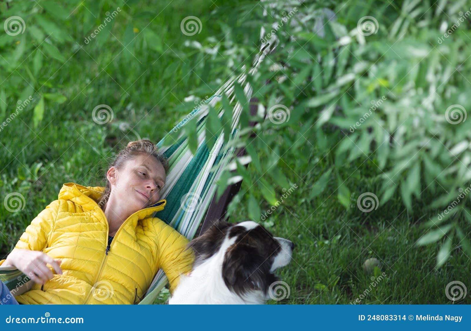 Top View of Woman Relaxing in Hammock Stock Photo - Image of beach ...