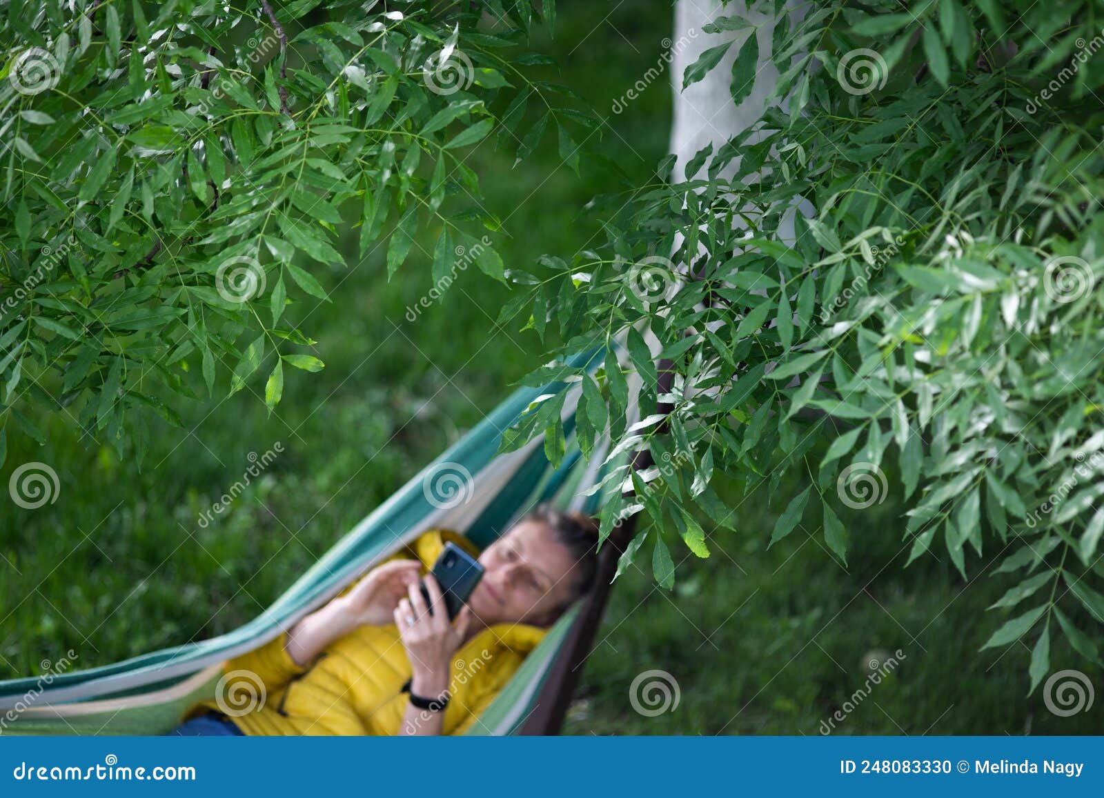 Top View of Woman Relaxing in Hammock Stock Photo - Image of holidays ...
