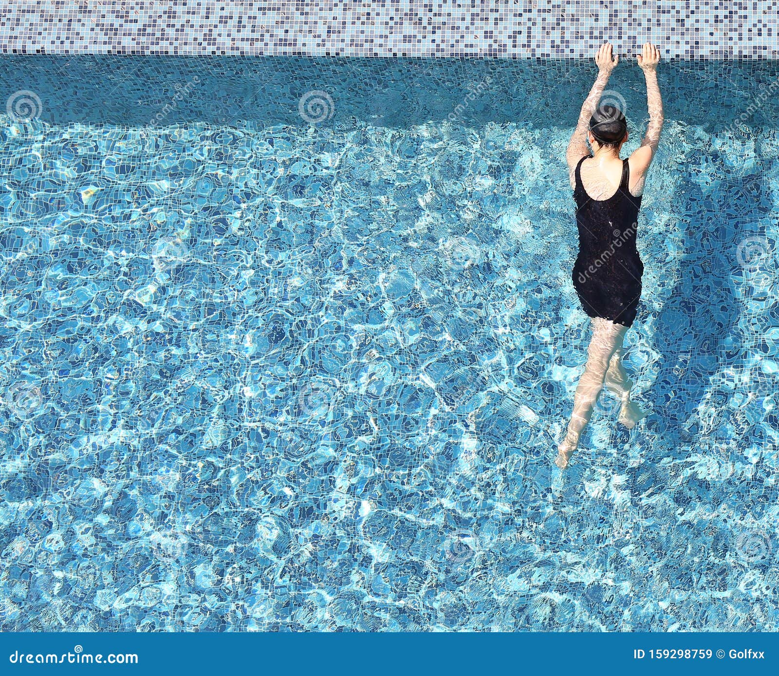 Top View of Woman at Swimming Pool Stock Image - Image of holiday ...