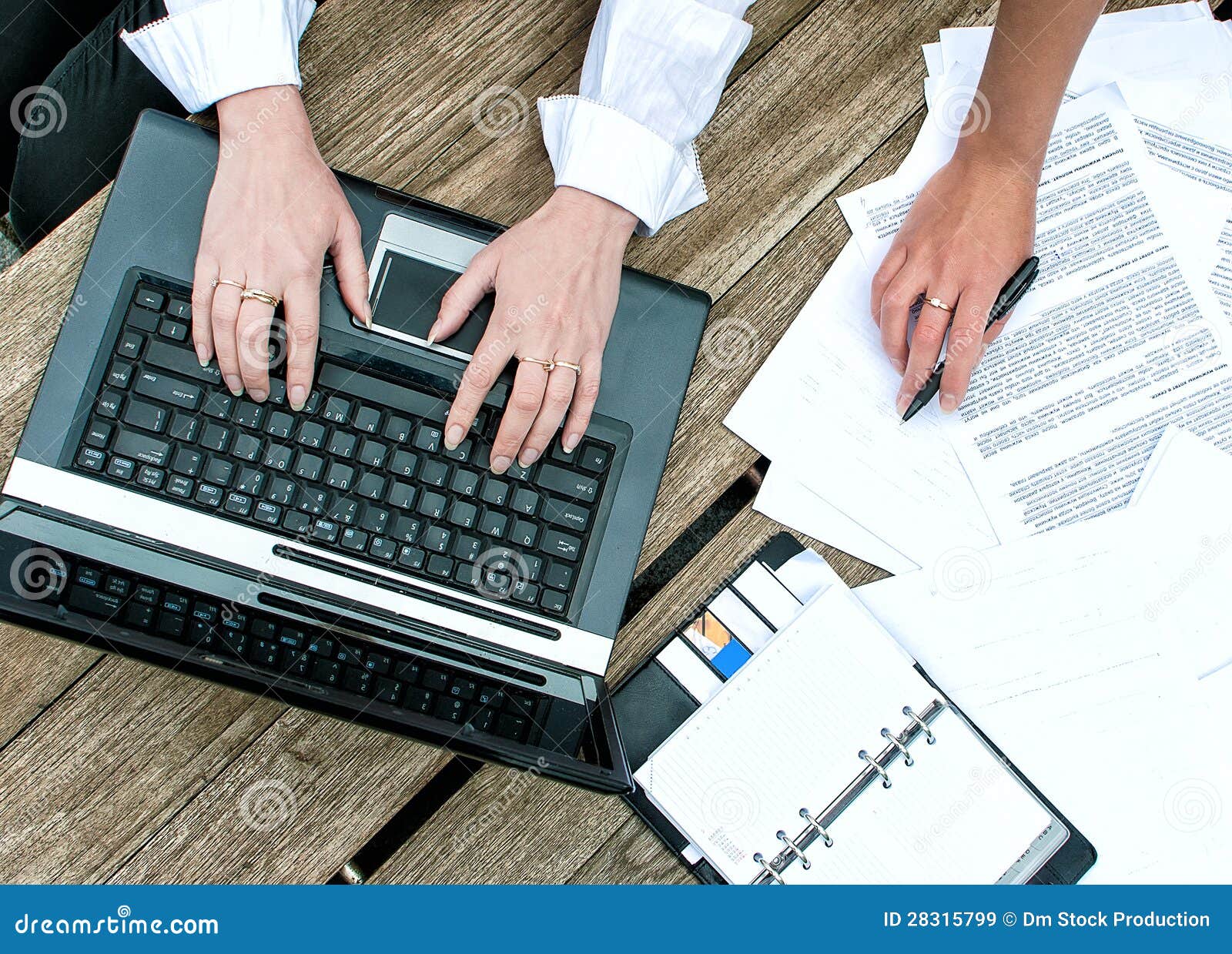 Top View of Women S Hands Working Stock Image - Image of equipment ...