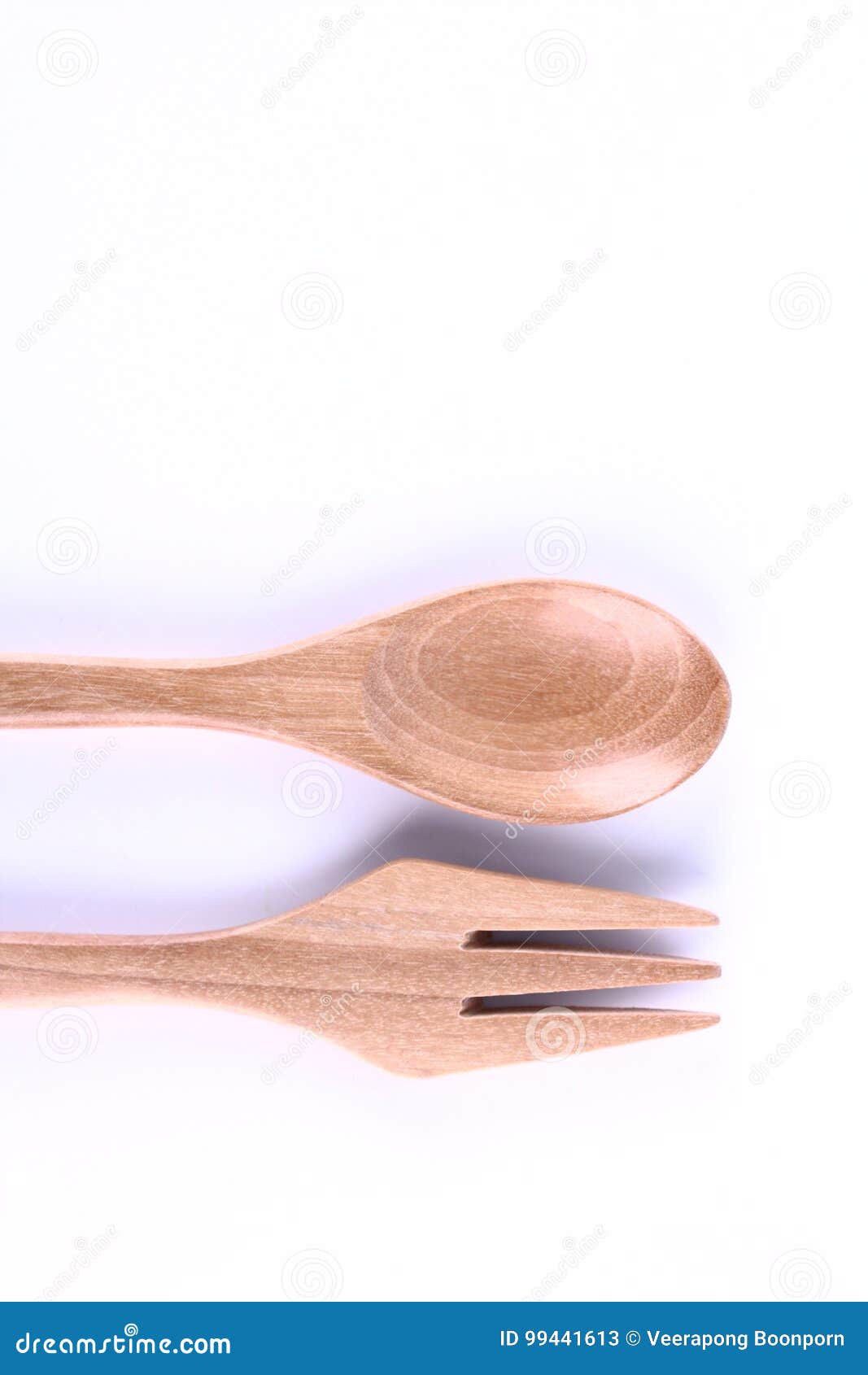 Top View of Wood Spoon Isolated on White Background Stock Image - Image ...