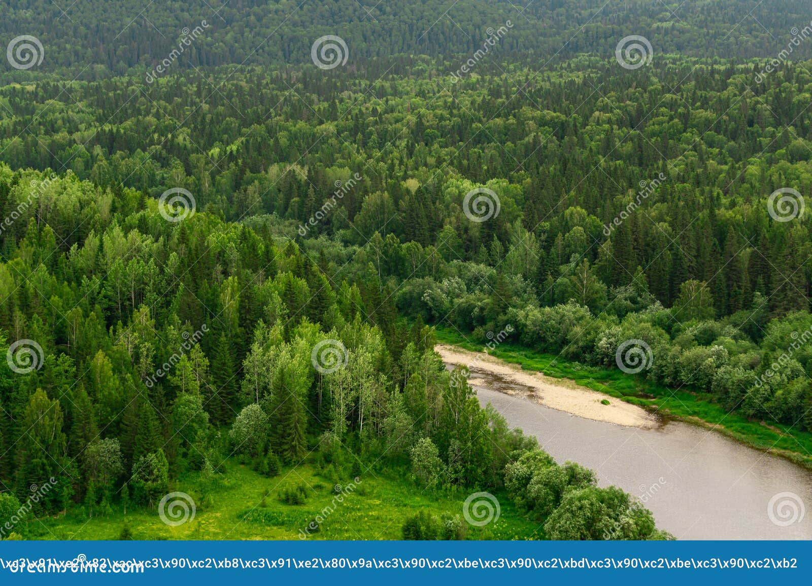 Top View of a Wooded River Valley among the Hills Stock Photo - Image ...