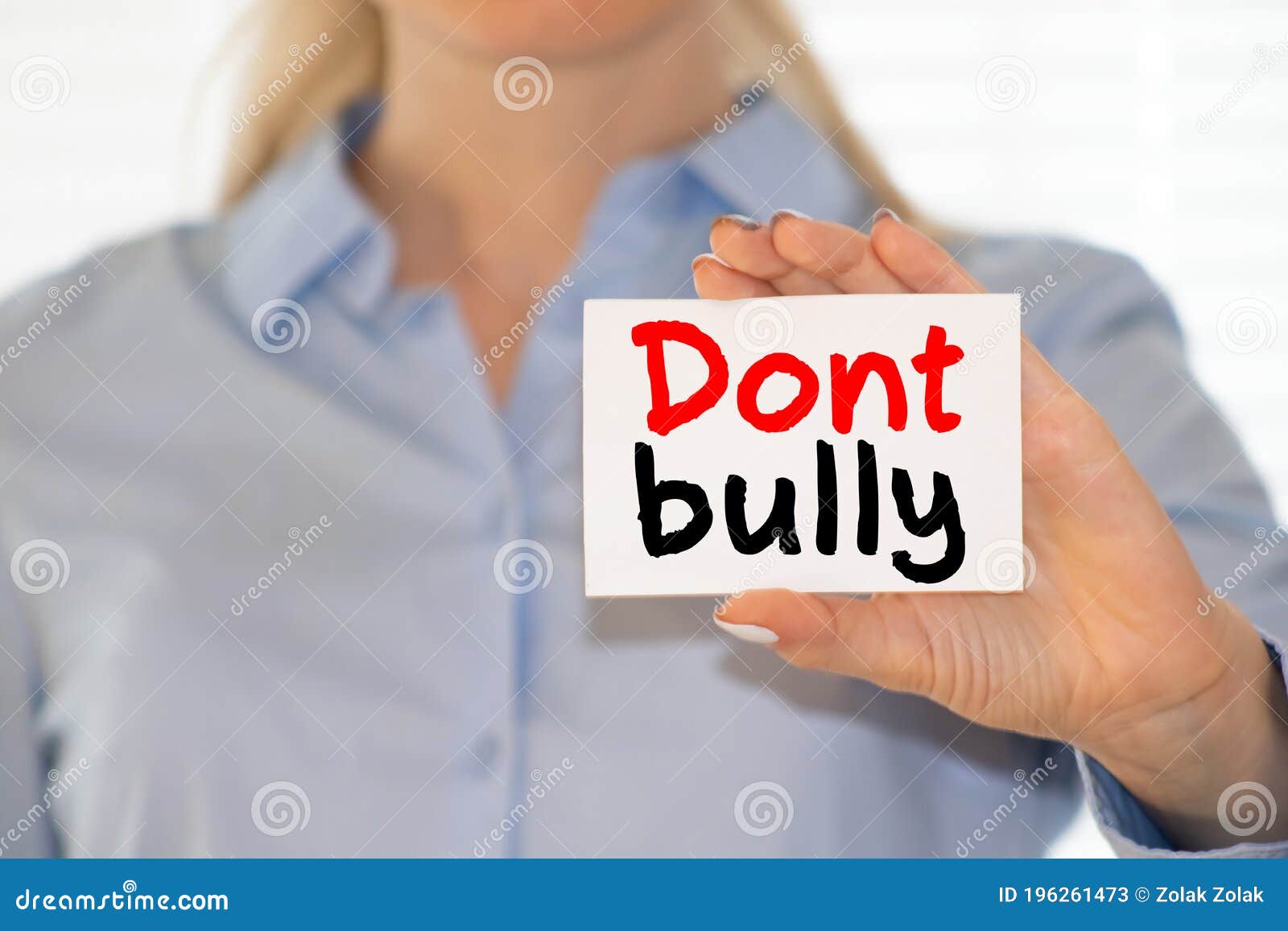 Top View of Wooden Blocks with Dont Bully Lettering on Grey Background ...
