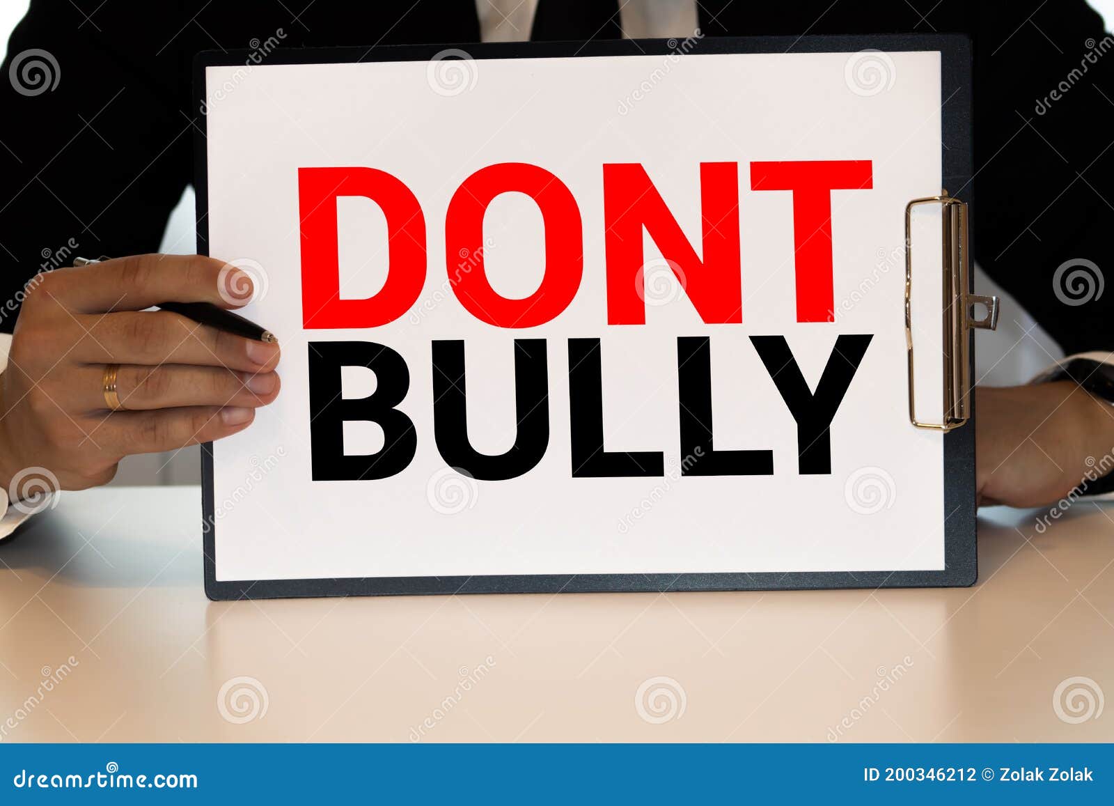 Dont Be A Bully Text Engraved On Old Wooden Signpost Outdoors In Nature. Stock Illustration ...