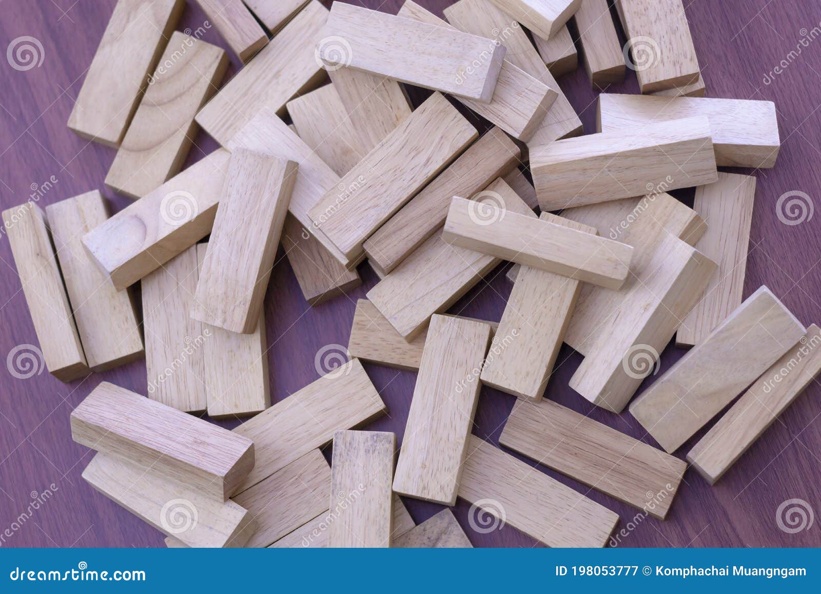 Blocks Of Game Jenga On White Background. Vertical Tower Whole And In ...