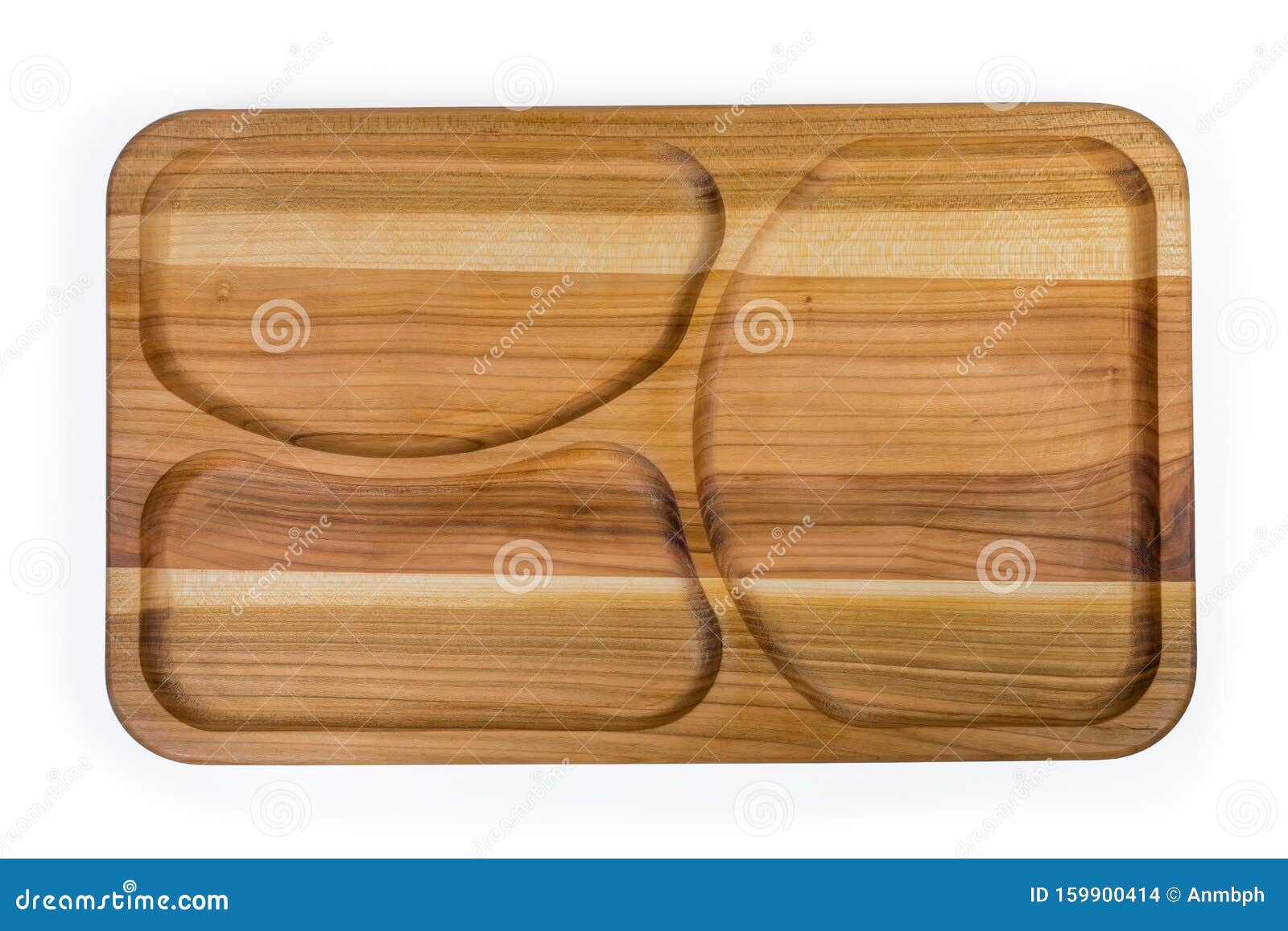 Top View of Wooden Compartment Dish with Three Departments Stock Photo ...
