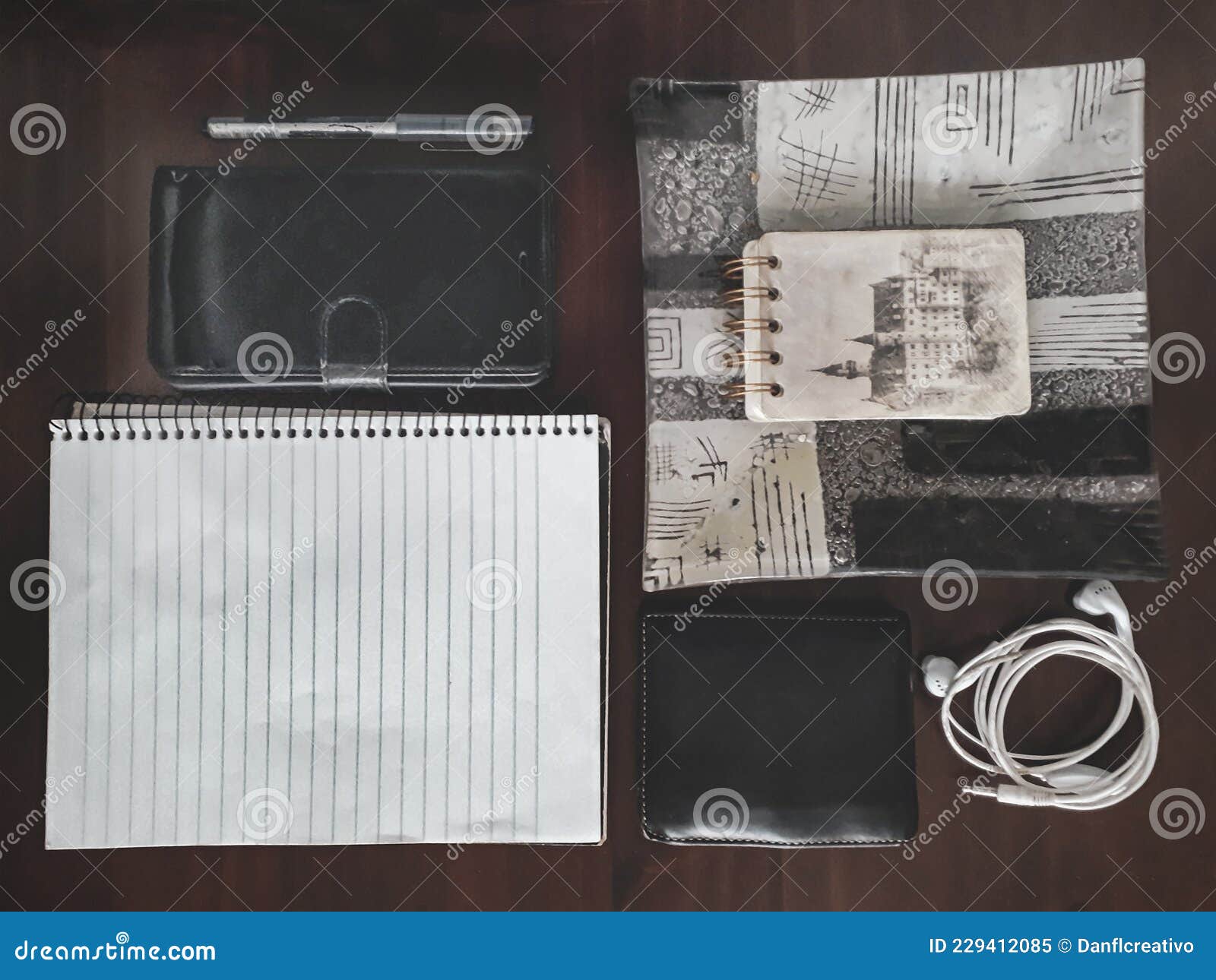 Top View Desk Organized Objects Stock Image - Image of desktop, wood ...