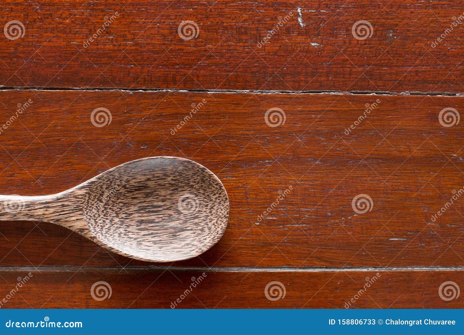 Top View of Wooden Ladle on a Wooden Table Stock Image - Image of ...