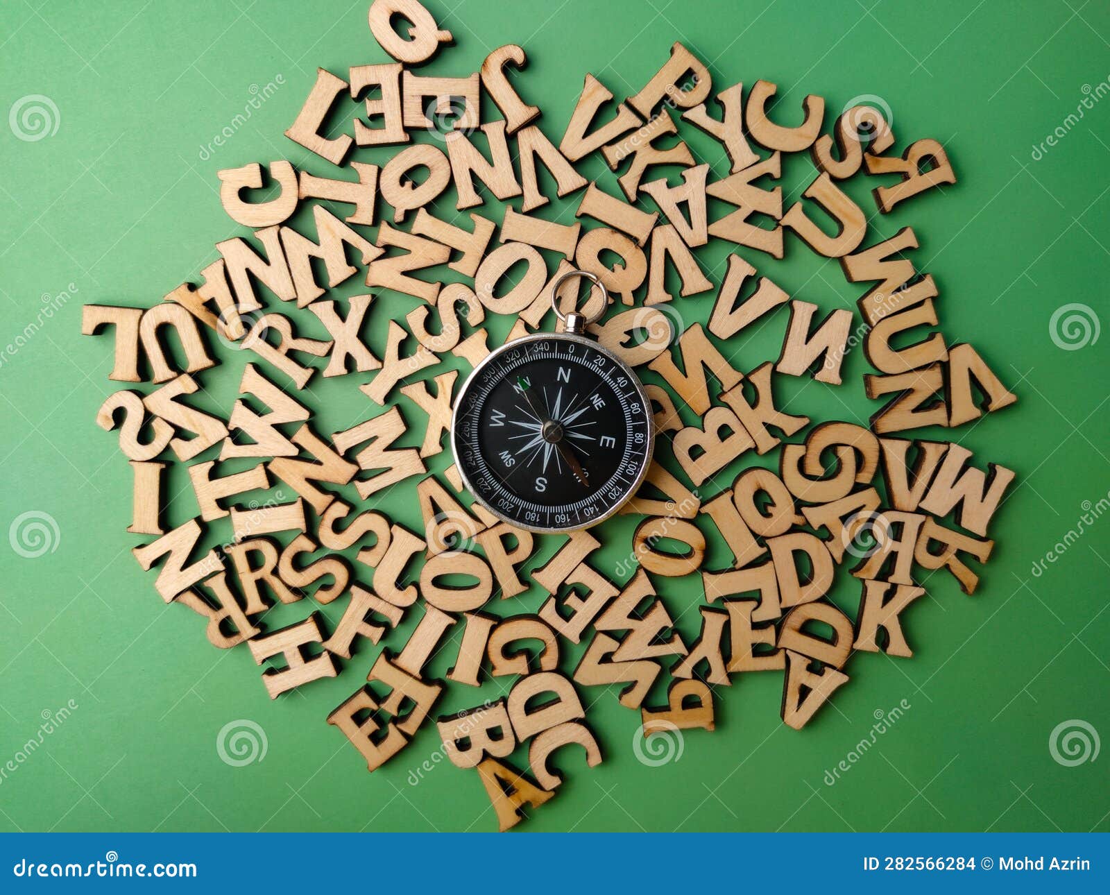 Top View Wooden Letter and Compass Stock Photo - Image of brown, paper ...
