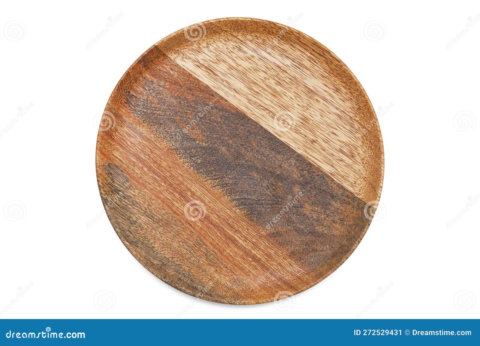Top View of Wooden Plate Isolated on White Background Stock Image ...