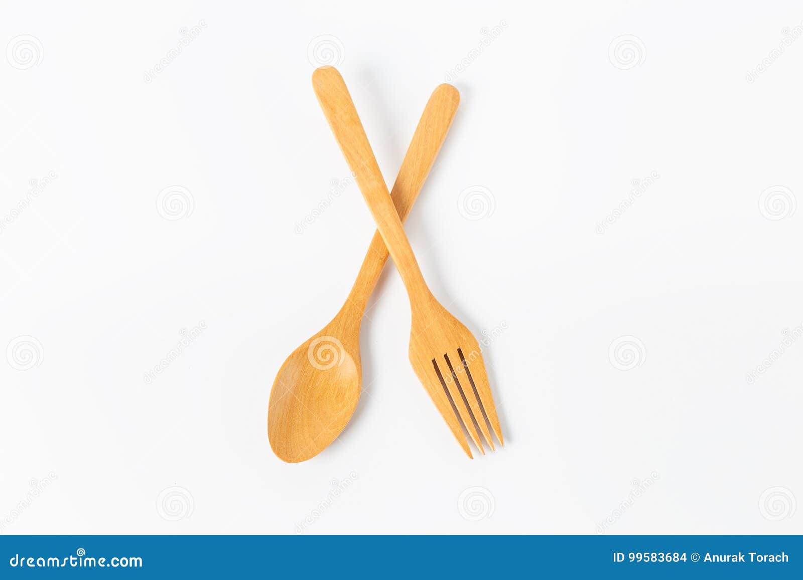 Top View Wooden Spoon and Fork Stock Photo - Image of cook, object ...