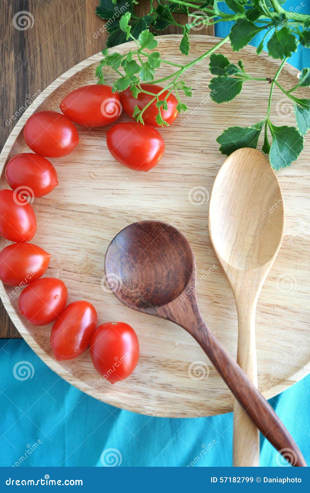 Top View of Wooden Spoon and Tomato Stock Image - Image of healthy ...