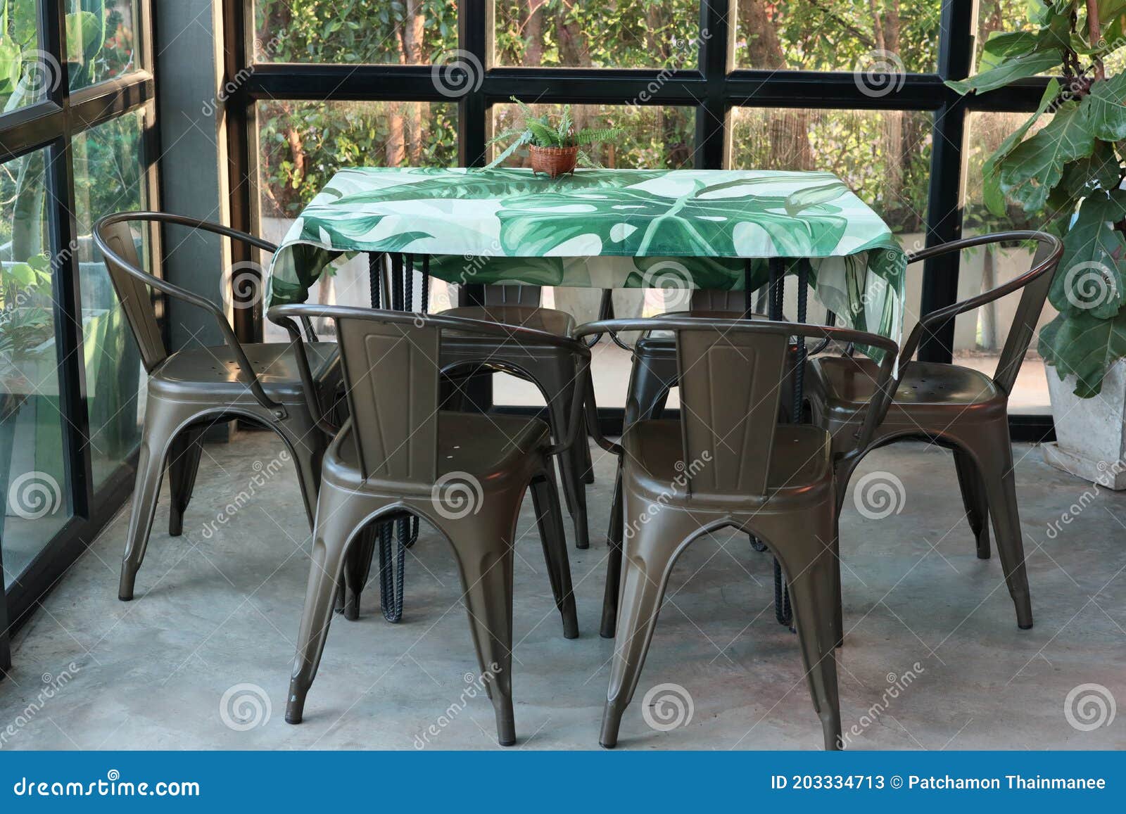 Top View of Wooden Tables and Chairs in a Restaurant or Cafe. Stock ...