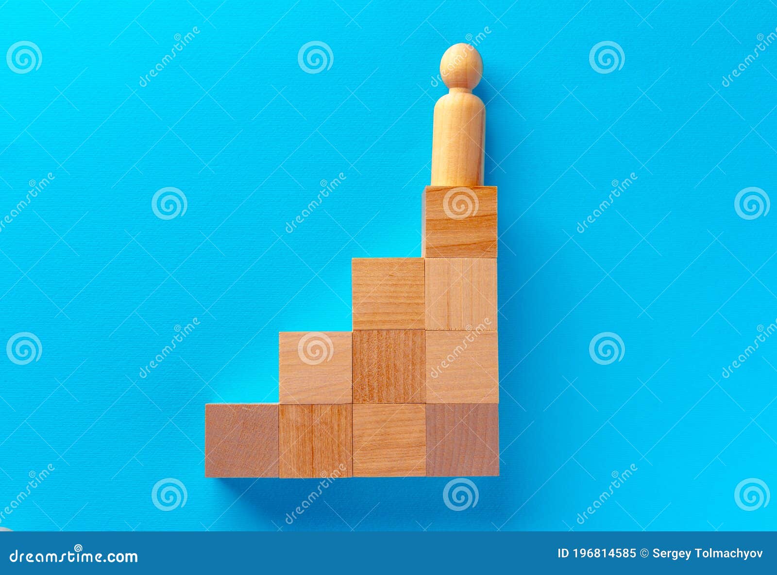 Top View of Wooden Toy Blocks on Blue Stock Image - Image of square ...