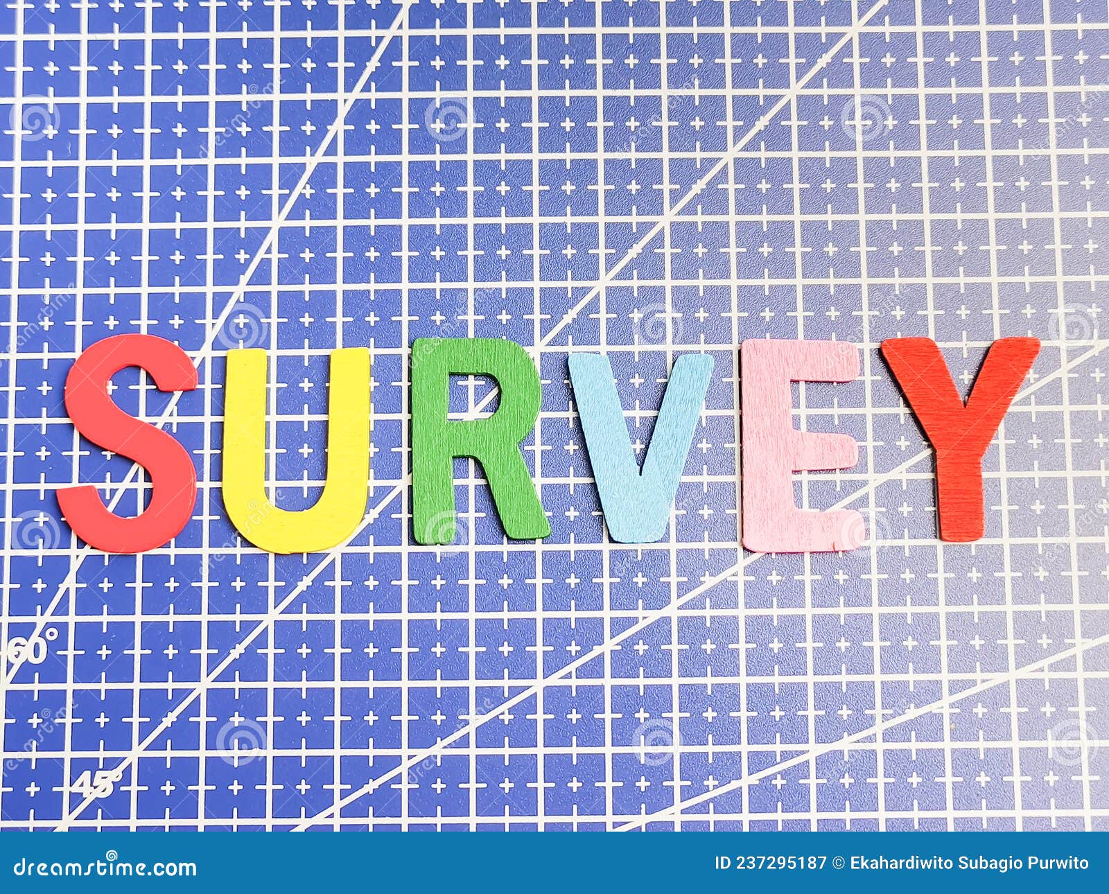 Top View Word Survey on Blue Cutting Mat. Stock Image - Image of ...