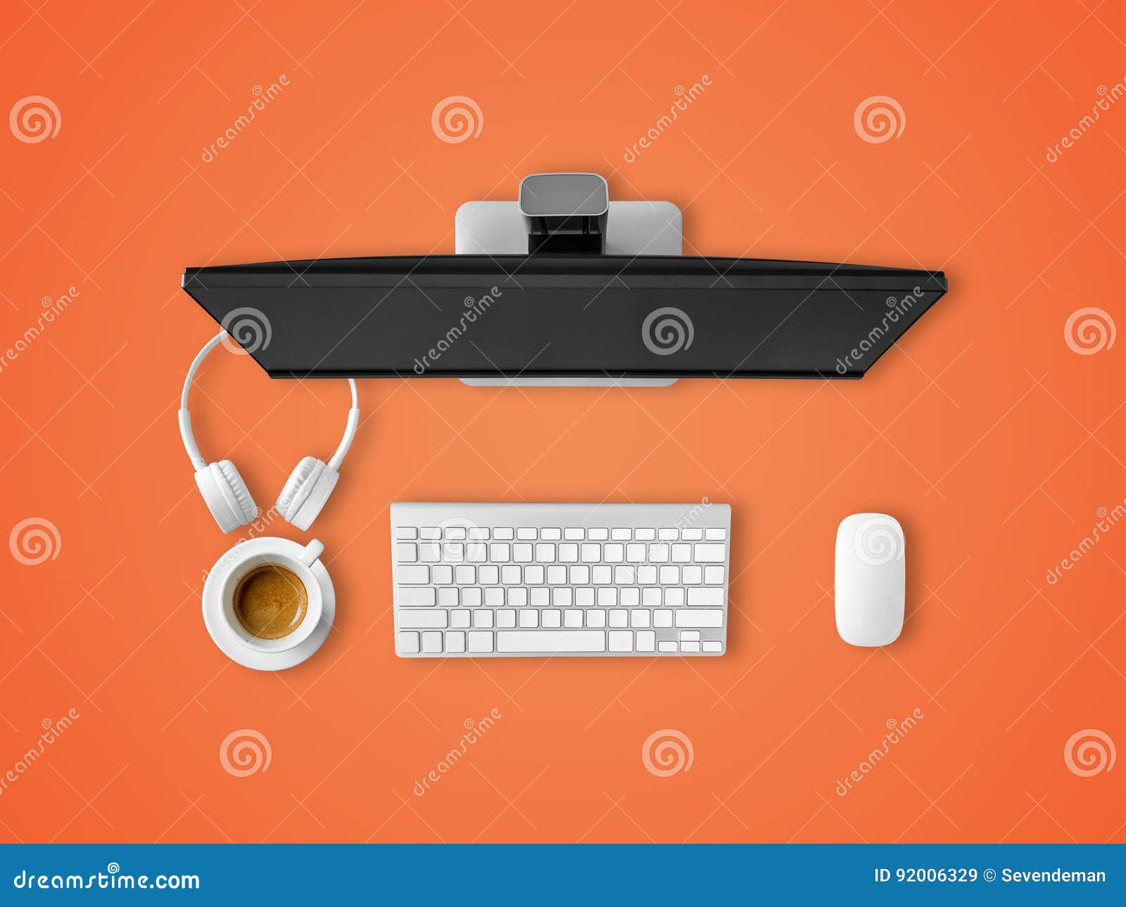 Top View of Work Desk with Computer Equipments. Stock Image - Image of ...