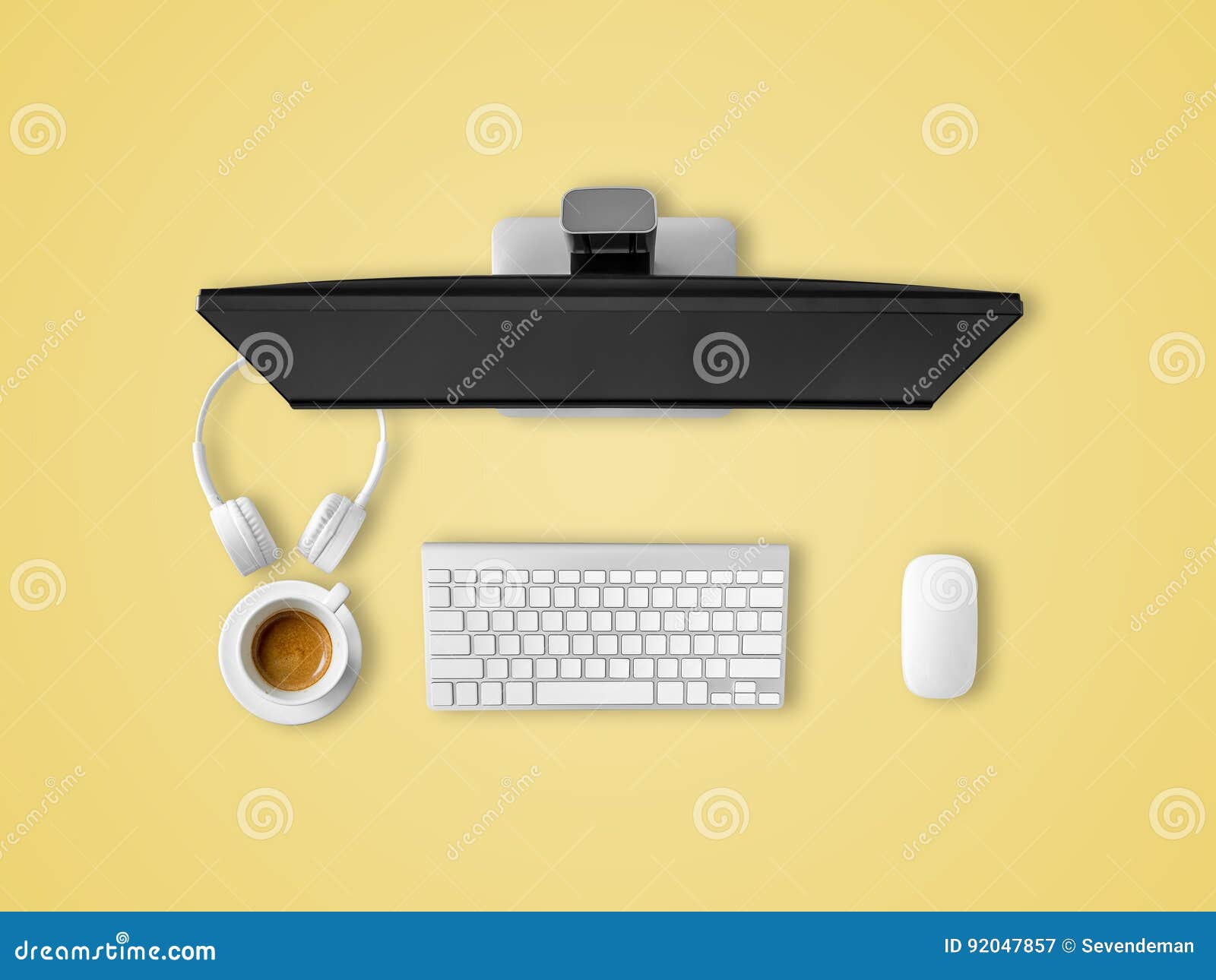 Top View of Work Desk with Computer Equipments. Stock Image - Image of ...