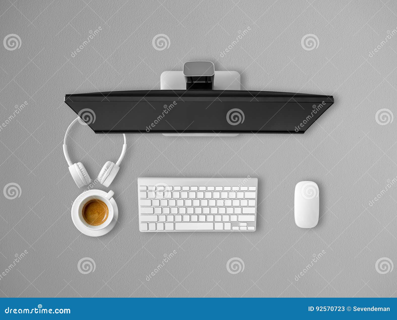 Top View of Work Desk with Computer Equipments. Stock Image - Image of ...
