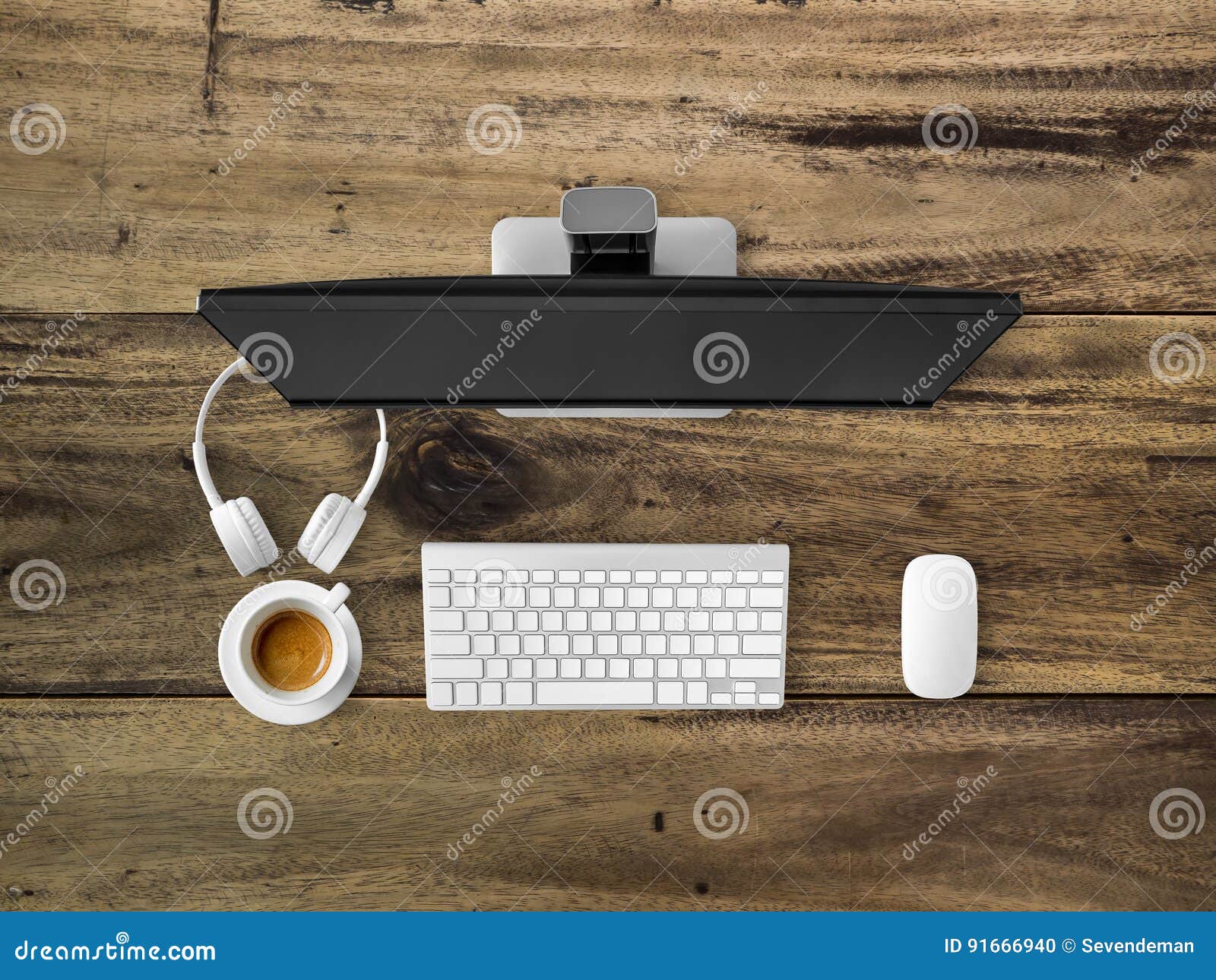 Top View of Work Desk with Computer Equipments. Stock Photo - Image of ...
