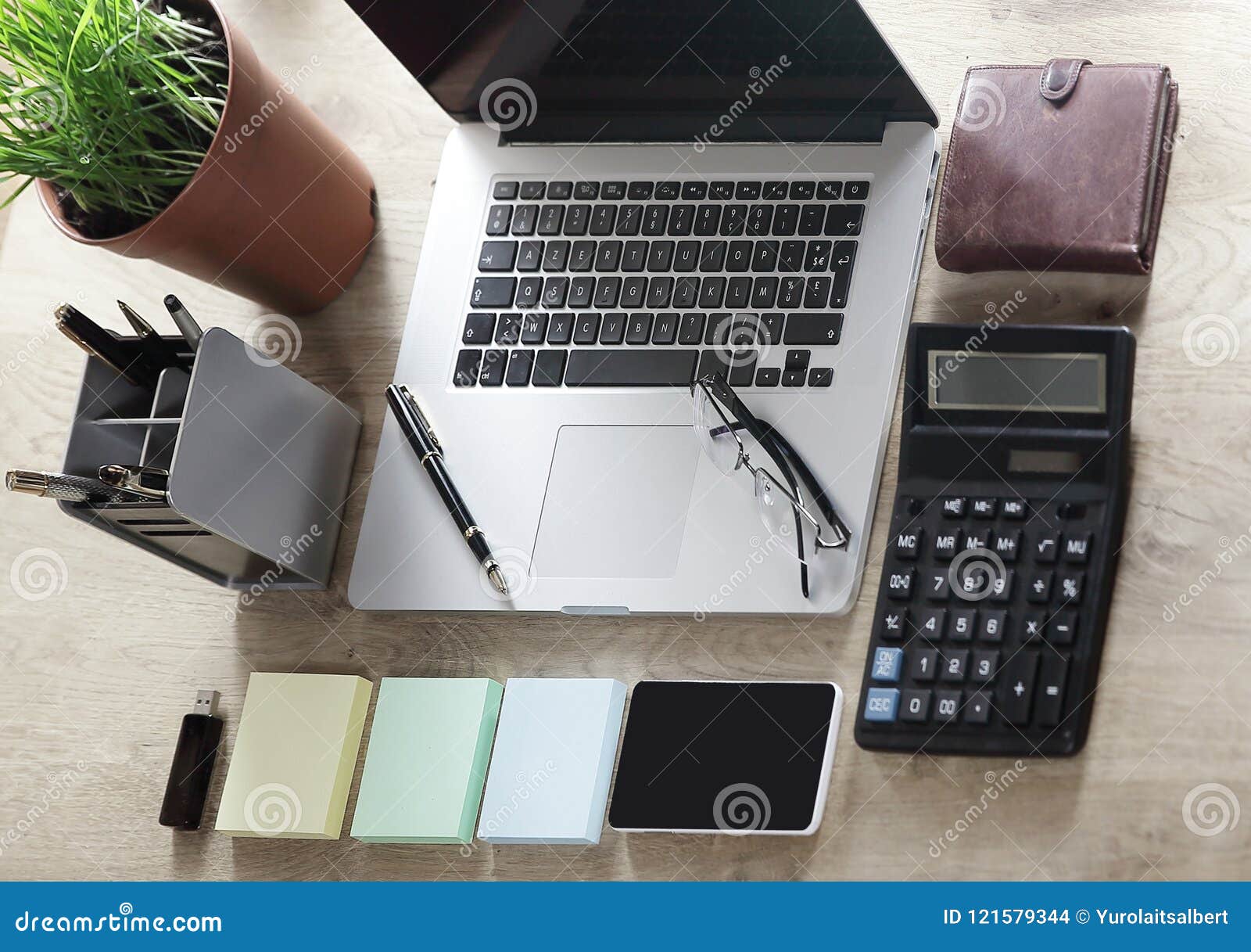Top View.work Desk in Modern Office Stock Photo - Image of notes, copy ...