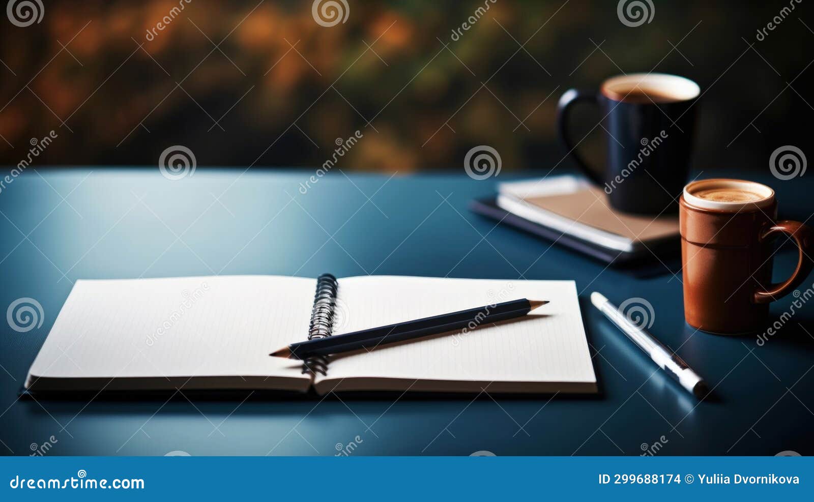 Top View of Work Desk with Notepad, Office Supplies, and Creative ...