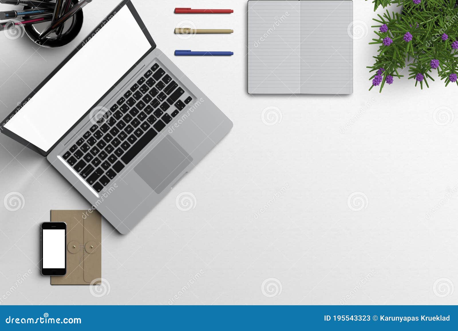 Top view of work space stock illustration. Illustration of information ...