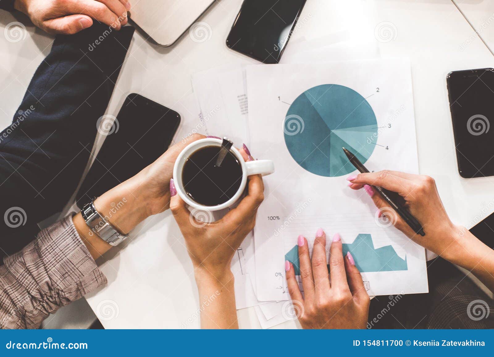 Top View Work Workplace. a Team of Young Office Workers, Businessmen ...