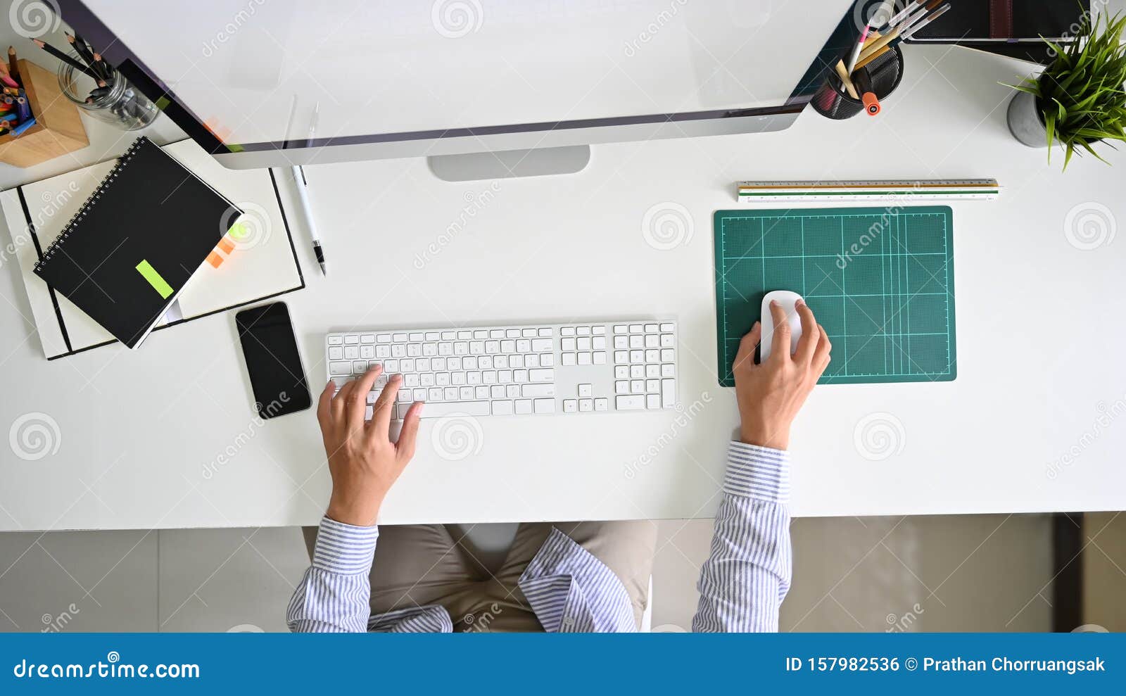 Top View Worker Checking Big Led Screen Panels Wires. Technician ...