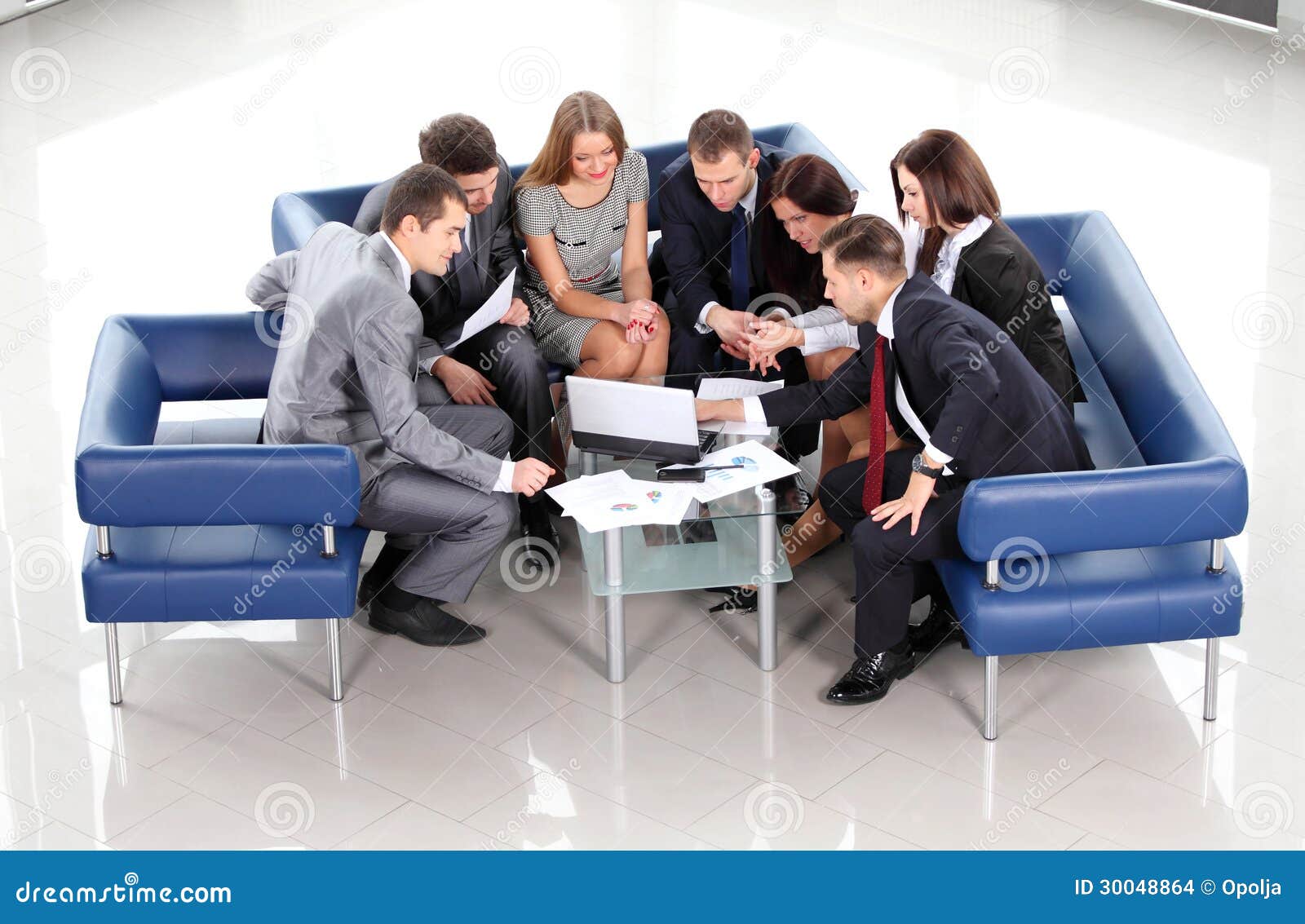 Working Business Group Sitting at Table during Corporate Meeting Stock ...