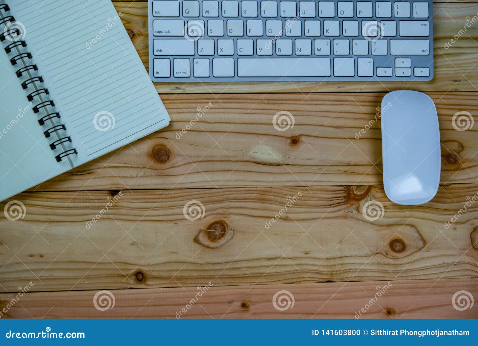 Top View of Working Desk Table with Keyboard, Mouse, Notebook Stock ...