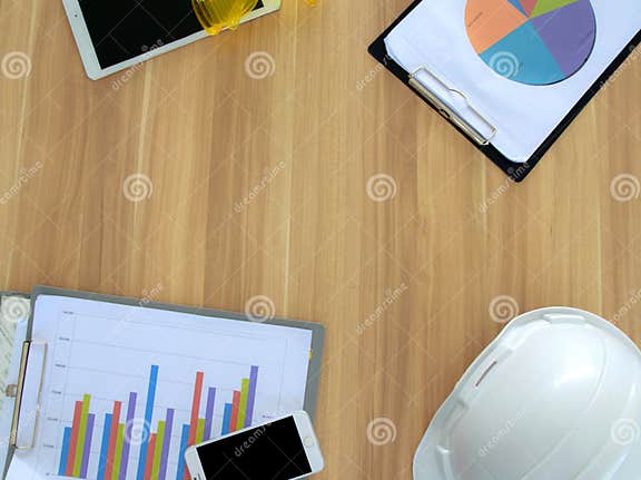 Top View Working Document Engineering Stock Image - Image of frame ...