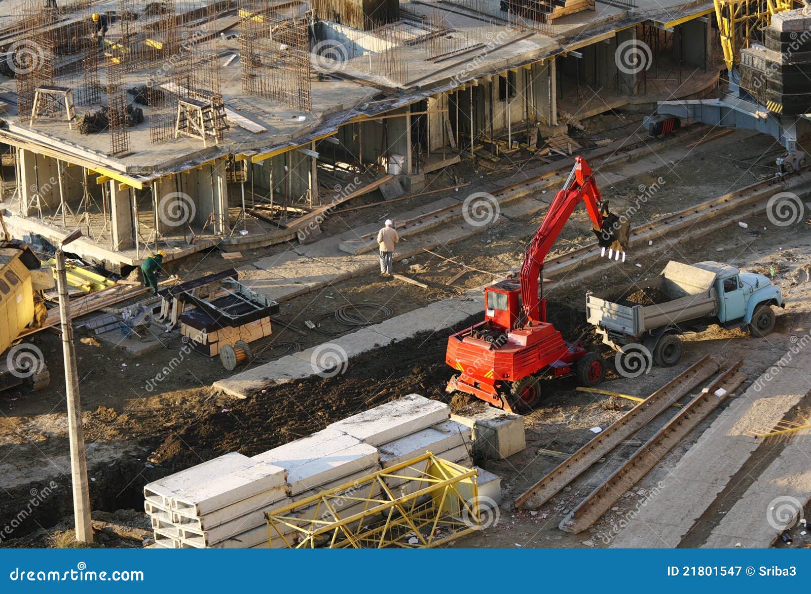 Top View of a Working Excavator. Stock Image - Image of equipment ...