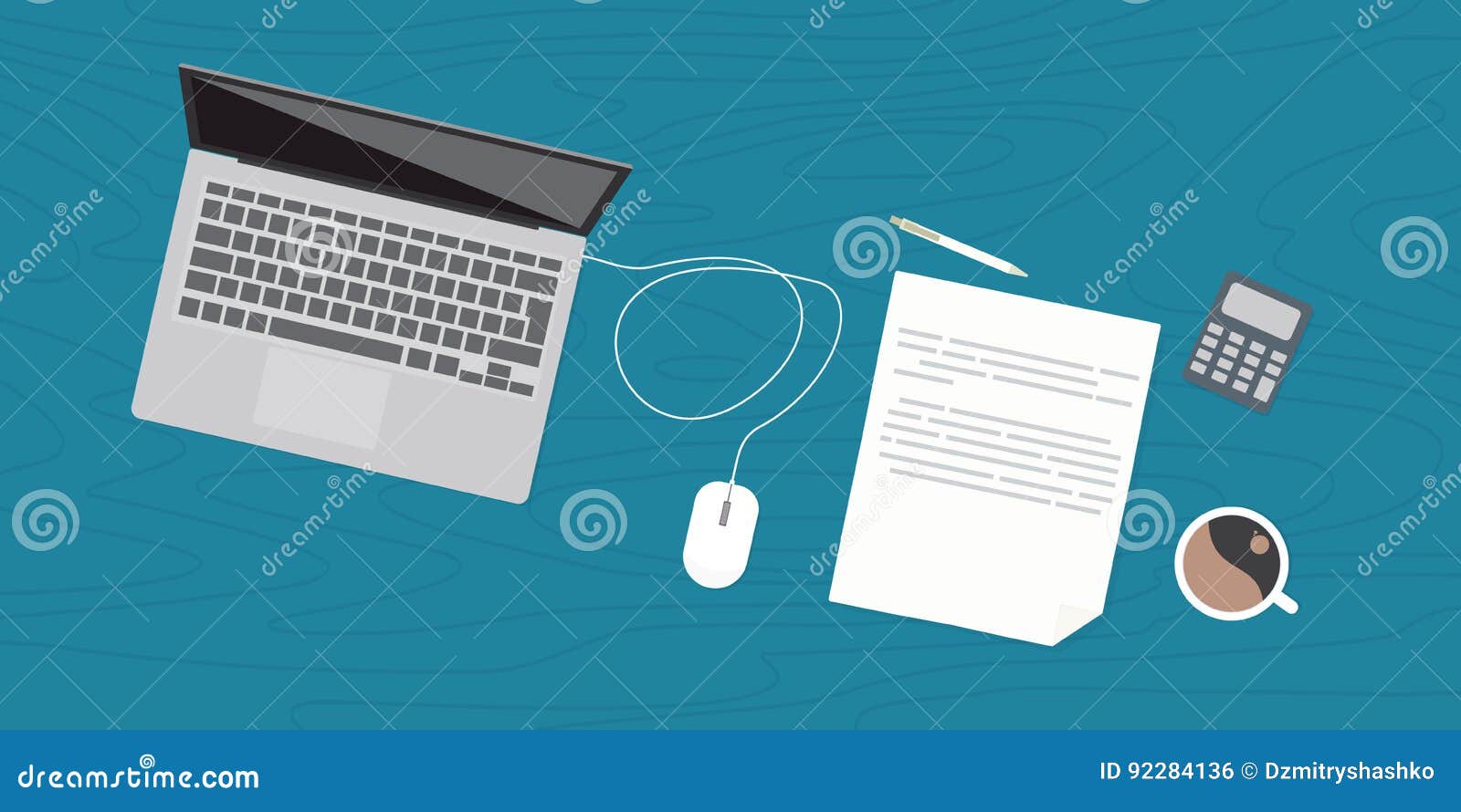 Top view on workplace stock vector. Illustration of envelope - 92284136