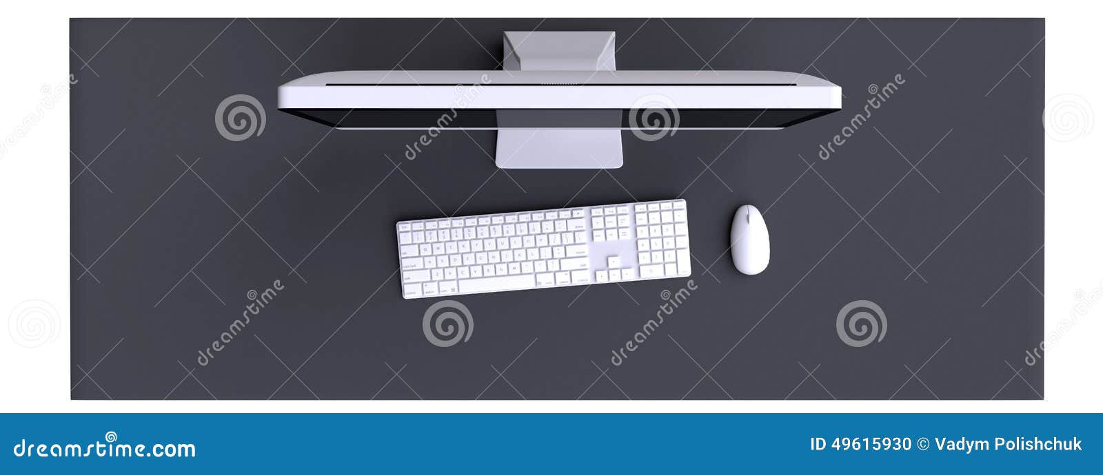 Top View of Workspace with Computer and Other Elements on Table ...