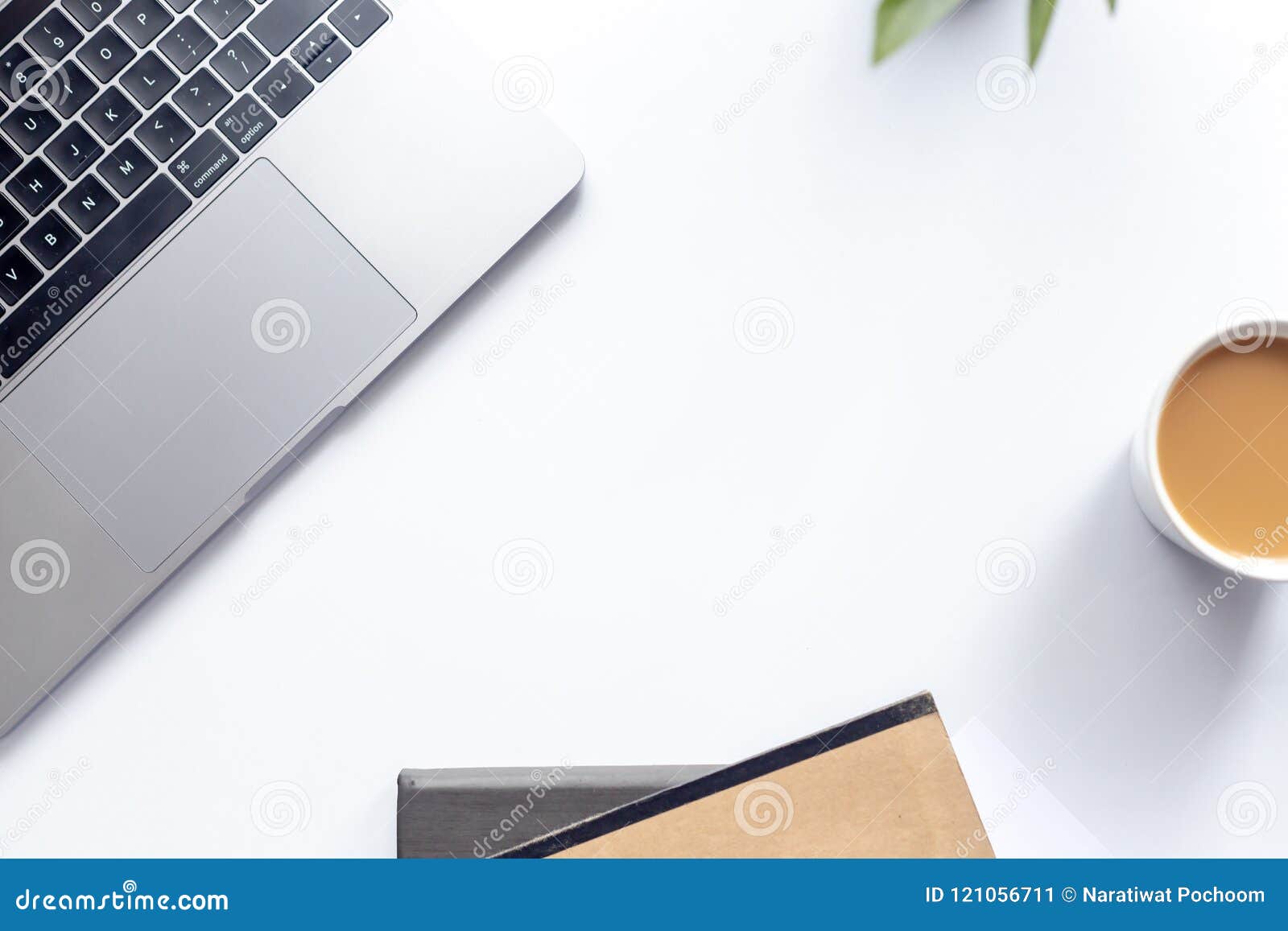 Top View Workspace ,laptop on White Table with Coffee Cup and Notebook ...