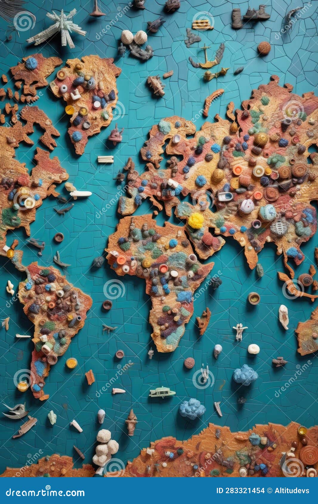 Top View of a World Map Jigsaw Puzzle Stock Illustration - Illustration ...