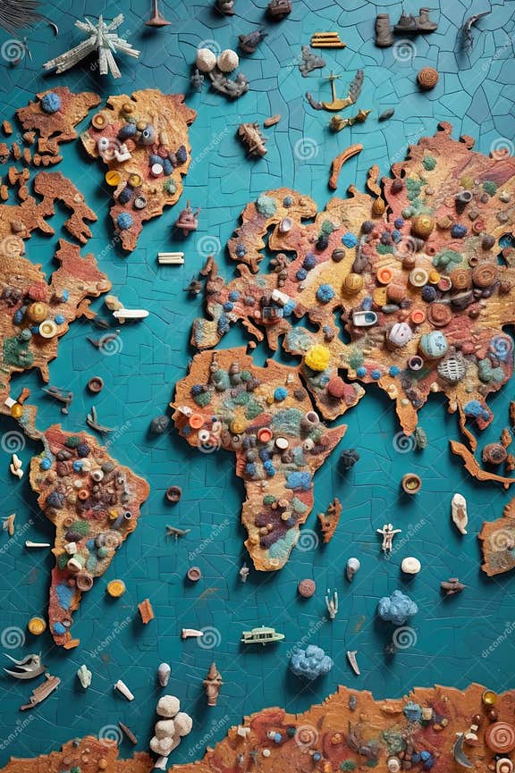 Top View of a World Map Jigsaw Puzzle Stock Illustration - Illustration ...