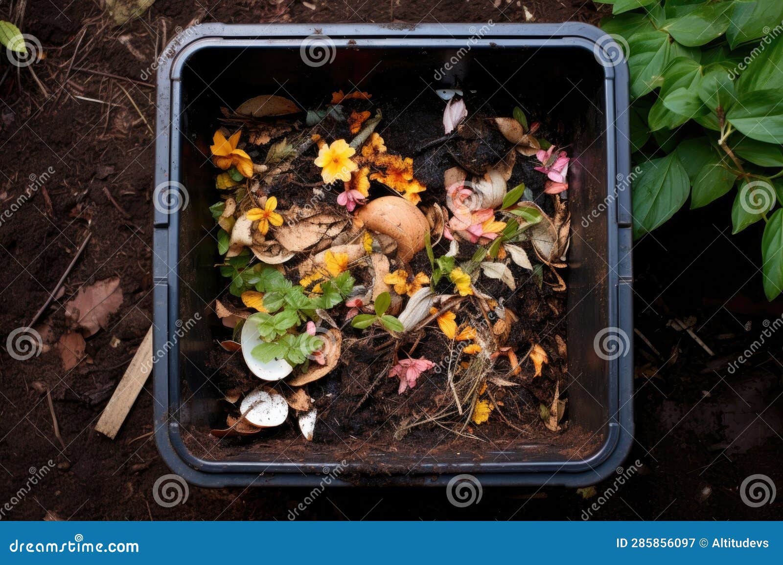 Top View of Worm Bin with Composting Materials Stock Image - Image of ...