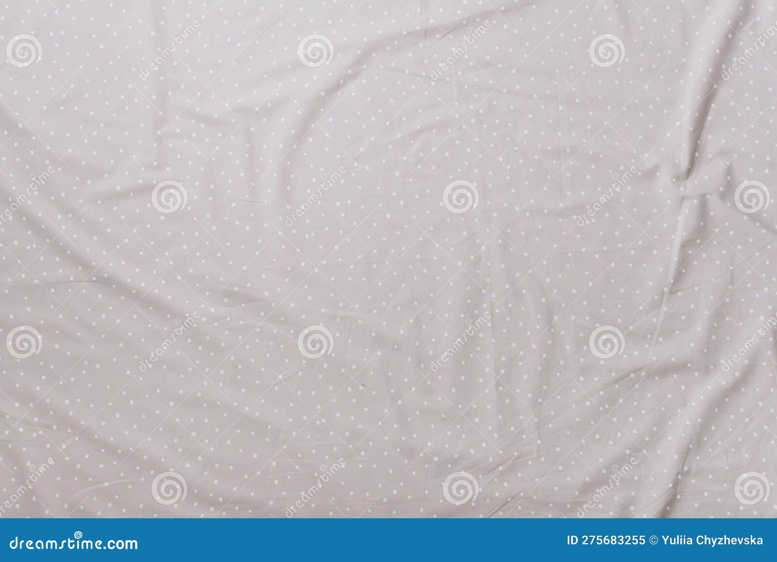 Top View of Wrinkles on Beige Spotted Bed Sheet. Bed Linen Texture Stock Image - Image of linen ...