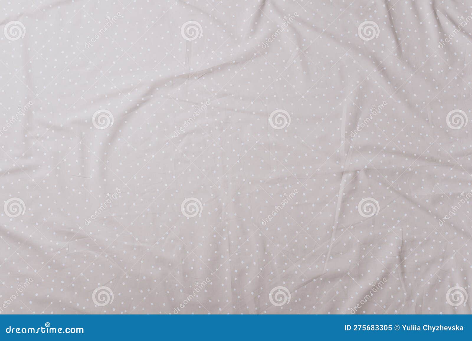 Top View of Wrinkles on Beige Spotted Bed Sheet. Bed Linen Texture ...