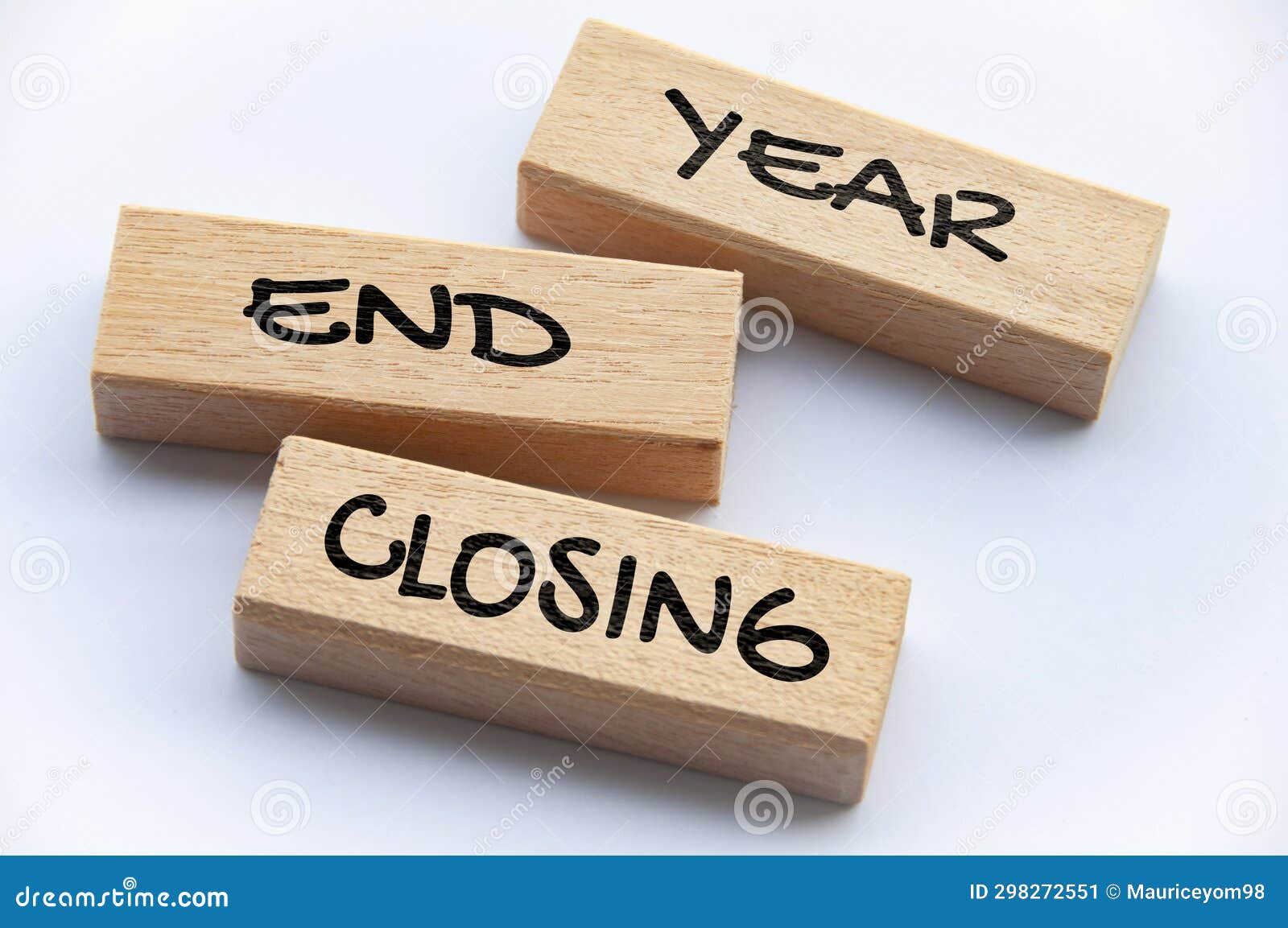 Top View of Year End Closing Text on Wooden Blocks. Stock Image - Image ...