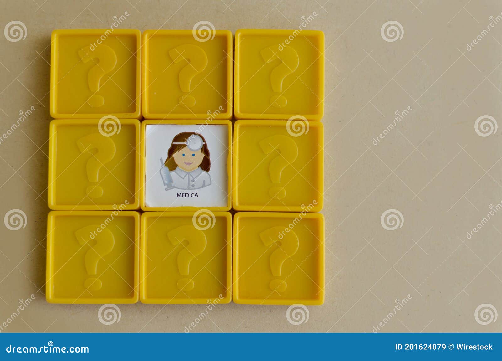 Top View of Yellow Chips with Question Mark and Professions Stock Image ...