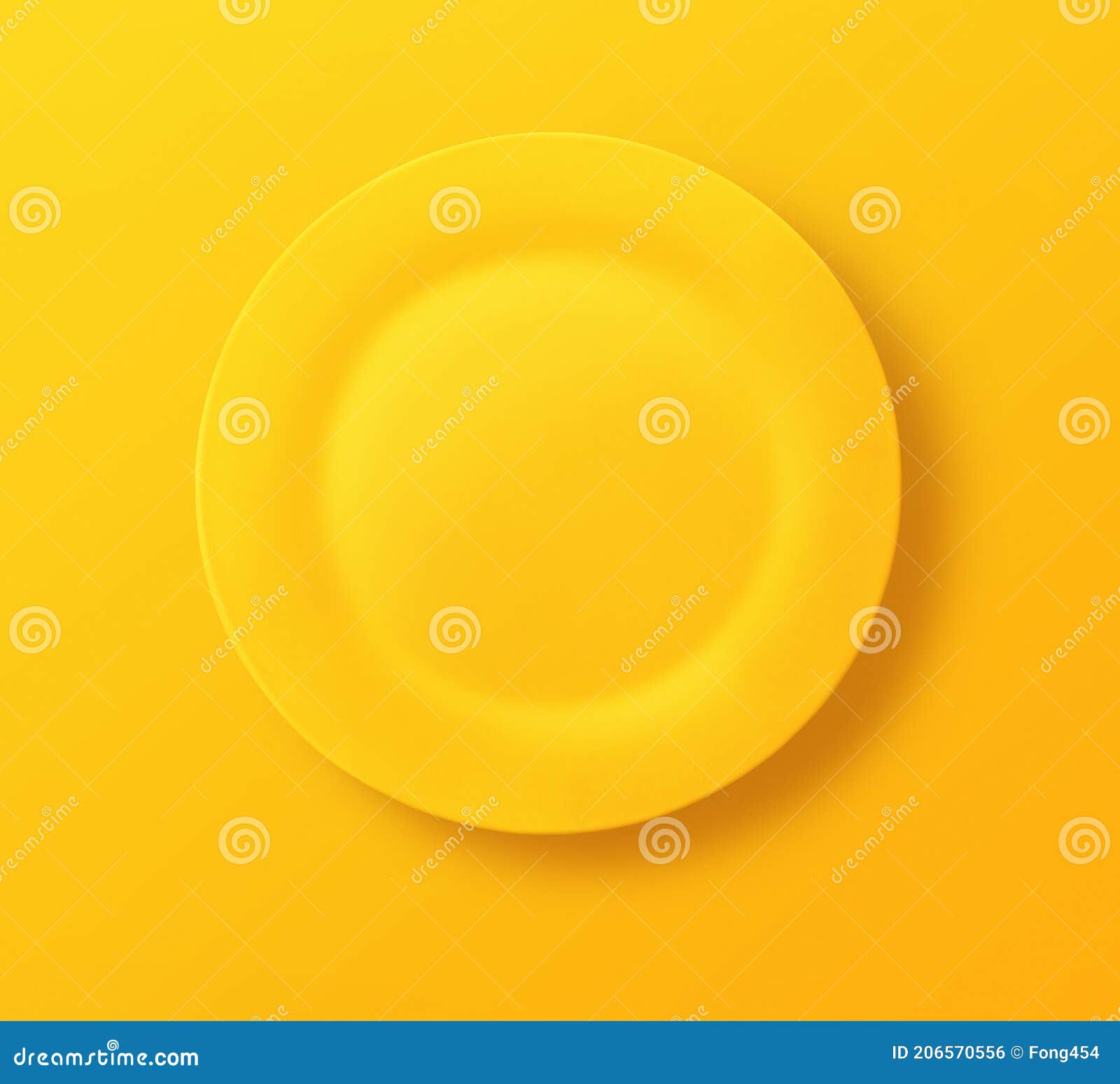 Top View of Yellow Round Plate on Yellow Background Stock Illustration ...