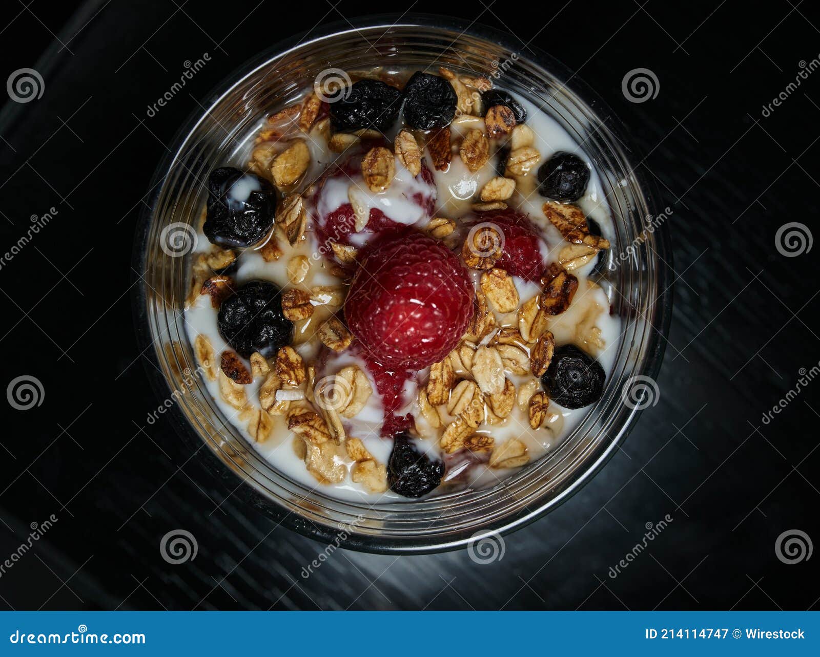 Top View of Yogurt with Cereals and Berries Stock Image - Image of ...