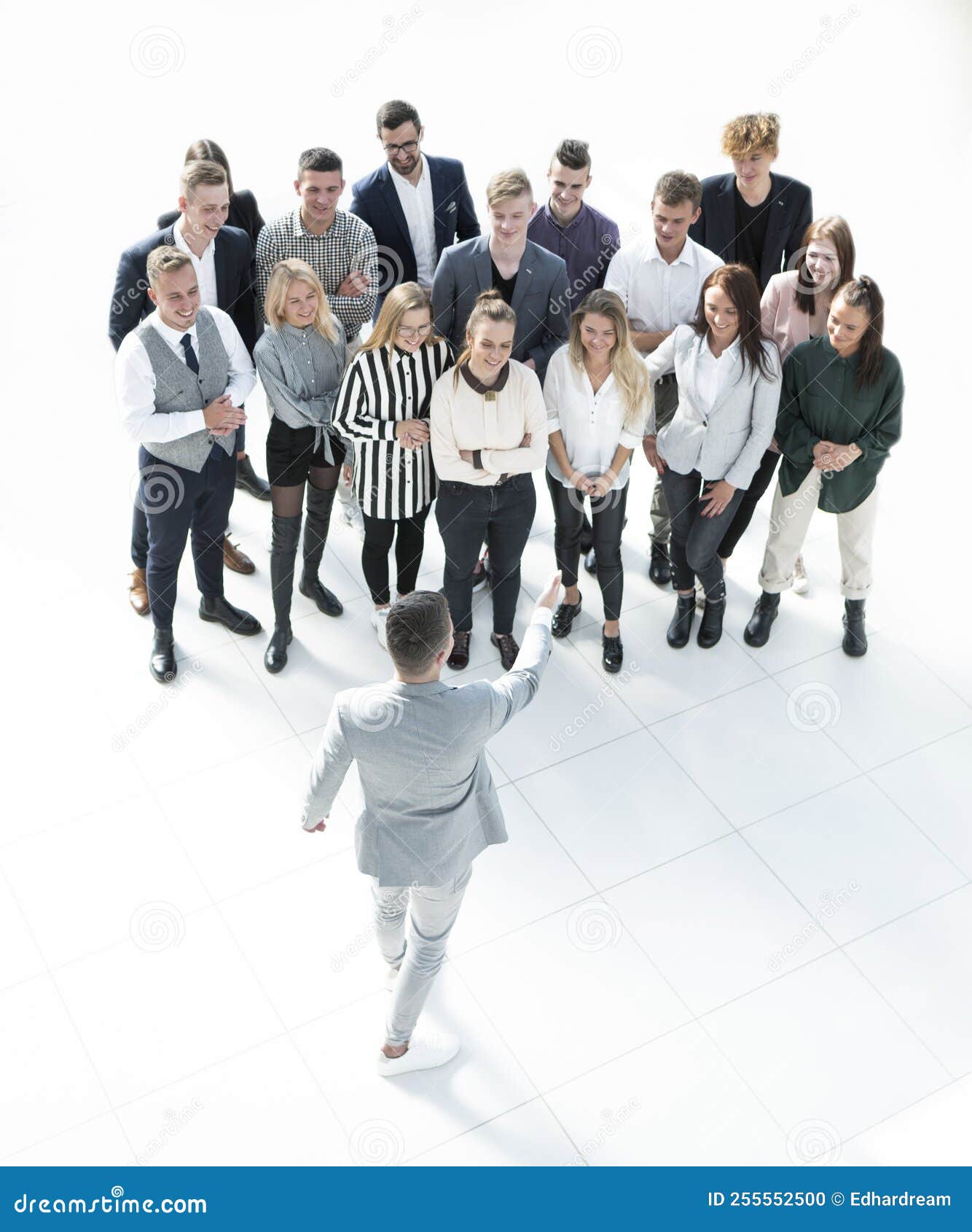 Top View. Young Leader Standing at the Front of the Business Team Stock ...