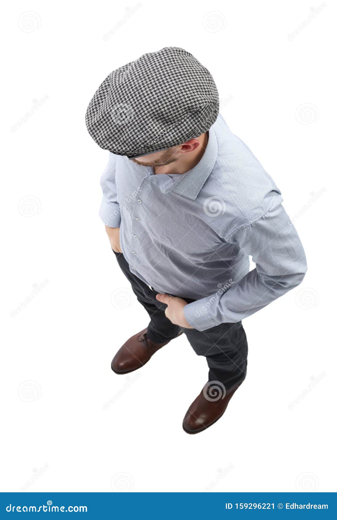 Top View. a Young Man in a Checkered Cap Stock Image - Image of people ...